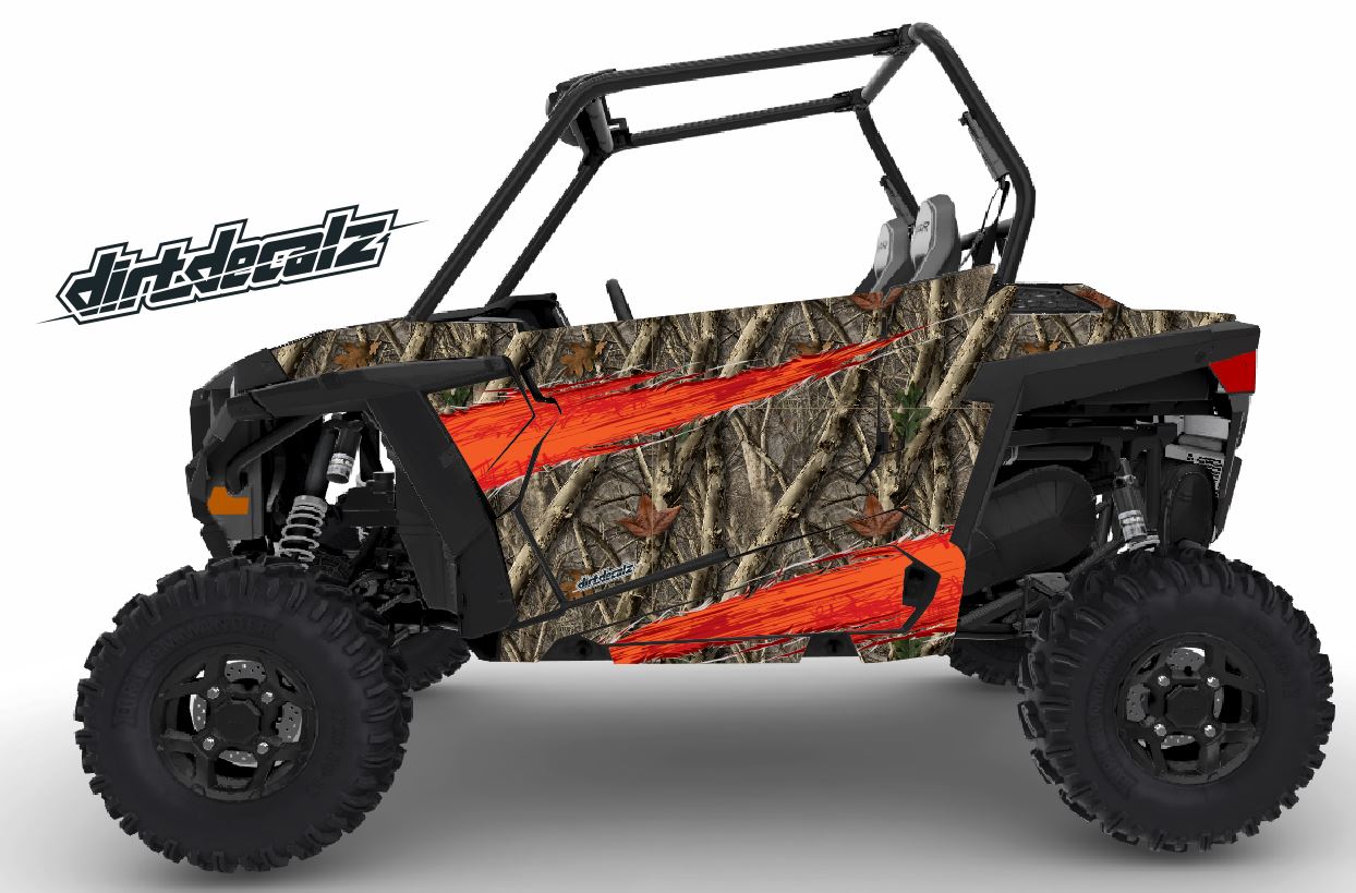 RZR S 900 / RZR S 1000 - Woods Camo/Blaze Graphic – Dirt Decalz